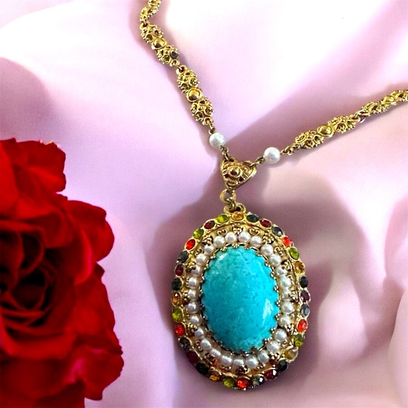 Western Germany | Jewelry | Vintage W Germany Gold Tone Faux Turquoise ...